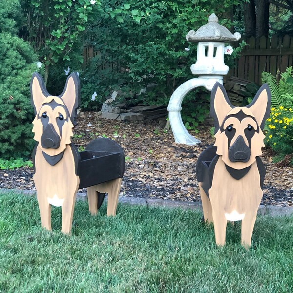 Pattern, German Shepherd Planter, Wood Planter, Animal Planter, Wooden ...