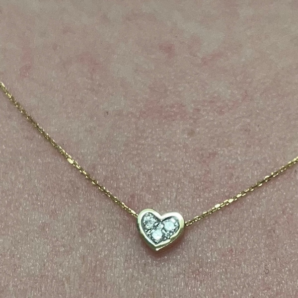 Tiny Diamond Heart Necklace: 14k Rose Gold Pendant - Etsy