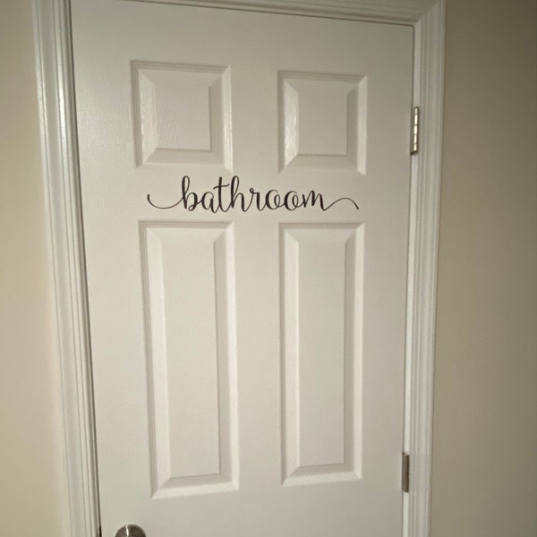 Bathroom Decal, Bathroom Door Sticker Decor, Washroom Vinyl Decal Sign ...