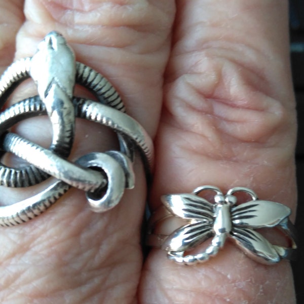 Dragonfly Ring, Sterling Silver, Boho Ring, Damselfly Ring, Flying ...