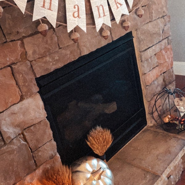 THANKFUL Homemade Book Page Banner Fall Thanksgiving Decor Decoration ...