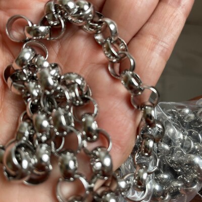 Silver ROLO Chain, 10 Mm Stainless Steel Round Chains CH 105, Large ...