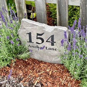Street Address Stone Elegant Engraved Rock Personalized Garden Stone ...