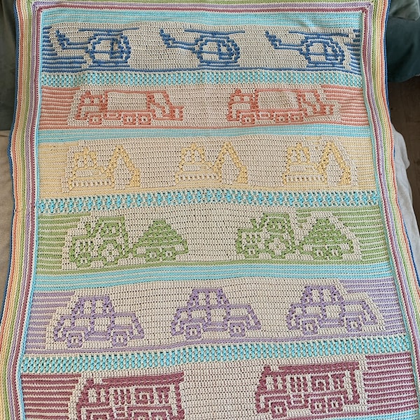 Little Train and Carriage Overlay Mosaic Crochet Block - Etsy