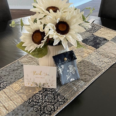 Quilted Table Runner, Modern Coffee Table Linens, Neutral Quilted Table ...