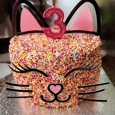 Cat Face Cake Topper, Cat Face Set, Cat Face Cake Decoration, Cake ...