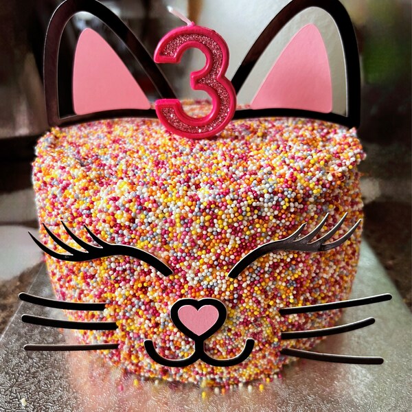 Cat Face Cake Topper, Cat Face Set, Cat Face Cake Decoration, Cake Decorations, - Etsy