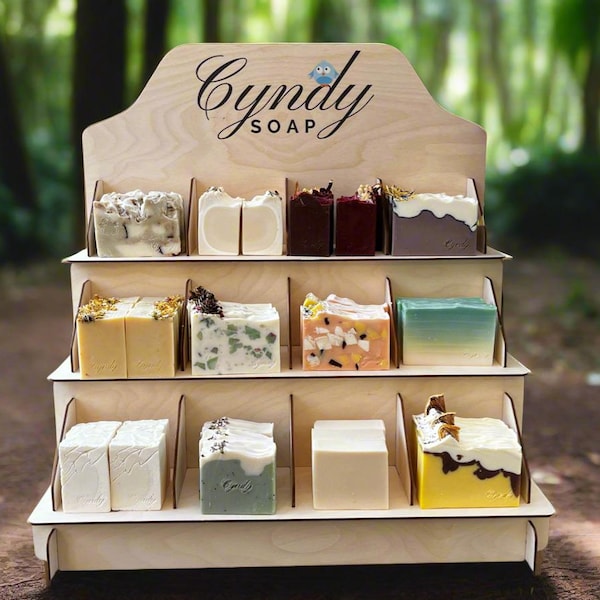 Soap Display Stand: Custom 3-tier Wooden Vendor Shelf, Tabletop Soap ...