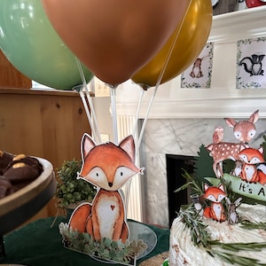 Woodland Baby Shower Balloon Centerpiece Set, Woodland Animals Baby ...