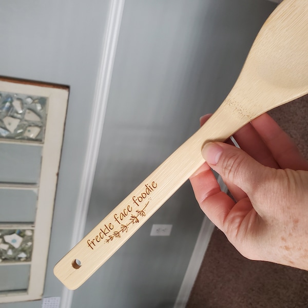 Personalized Bamboo Cooking Spoon – Custom Engraved Wooden Utensil ...