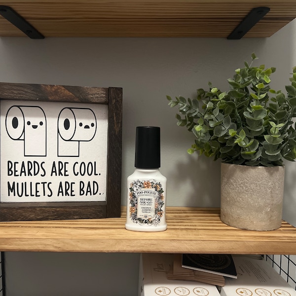Beards Are Cool Mullets Are Bad Sign, Funny Bathroom Sign, Funny ...