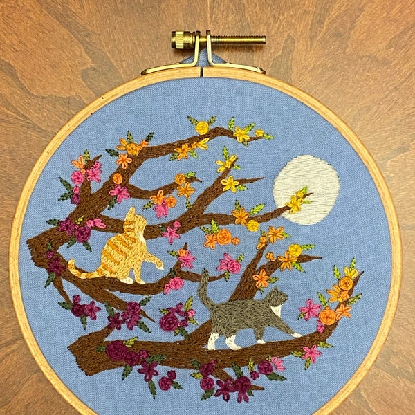 Black Cats Hand Embroidery Pattern "catwalk", Fall Fiber Craft PDF ...