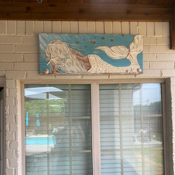 Mermaid Laying Down in Ivorys and Blues - Etsy