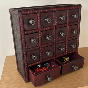 Wooden Case Chest for Collectible Fantasy Coin Dice Counter Card Games ...