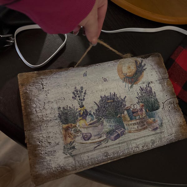 Plank With Flowers, Floral Handmade Wall Plaque, Rustic Style Plank ...