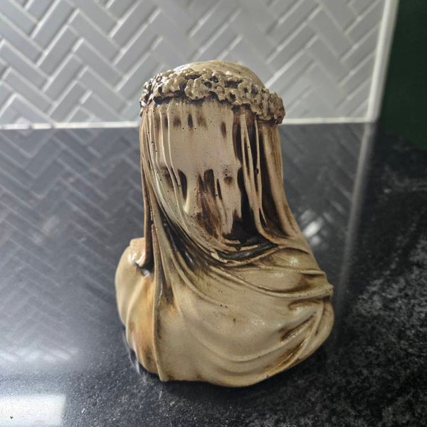 Cement Veiled Lady Bust Garden Statue Indoor Outdoor - Etsy