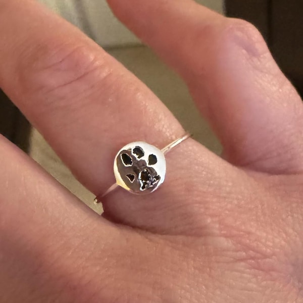 Custom Paw Print Ring, Dog Cat Paw Ring, Pet Memorial Gift, Baby ...