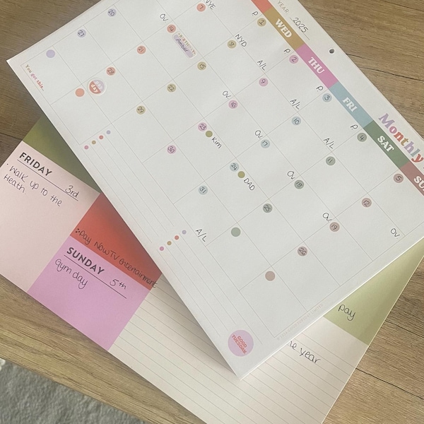 A4 Weekly Planner Pad Bold Colour Block | Desk Planner With Habit ...