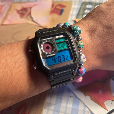 Custom Black Casio World Time Watch With Color Screen Mod pick Your ...