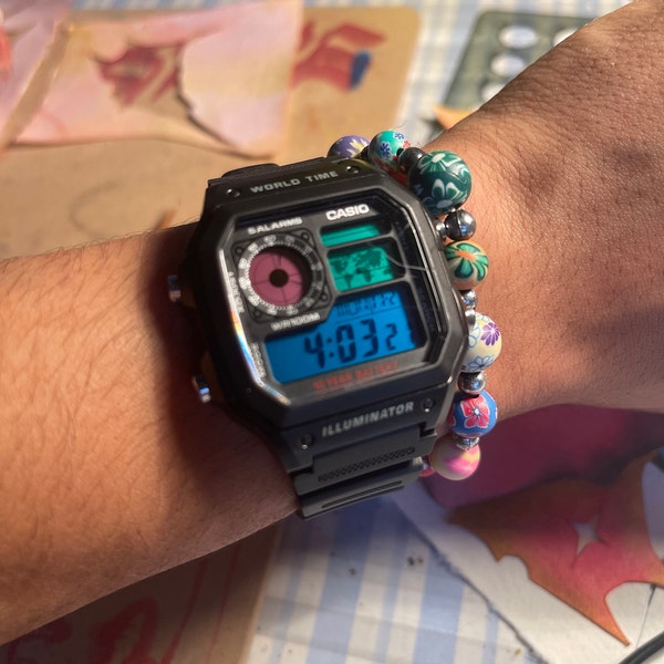 Custom Black Casio World Time Watch With Color Screen Mod (pick Your ...