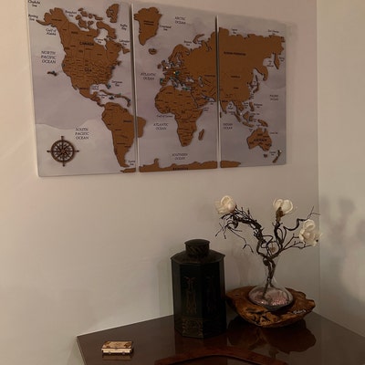 World Map Push Pin Wall Art With FREE Pins, Cork World Map Board ...