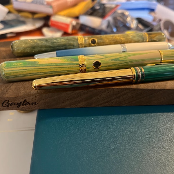 Custom Pen Tray, Engraved Pen Holder, Walnut Pen Rack, Personalized ...