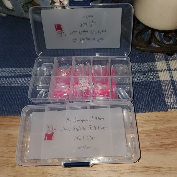 Short Stiletto Full Cover Nail Tips 100 Count Free Shipping!! Thin ...