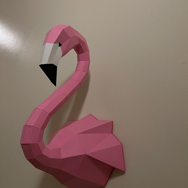 Papercraft Flamingo, 3D Paper Craft Sculpture, Animal Head Trophy, Low ...