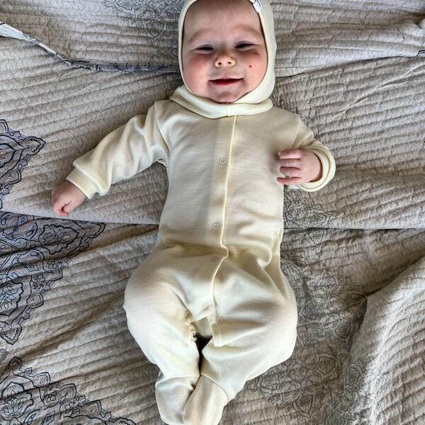Merino Wool Romper/ Woollen Baby Romper/baby Overall/baby Long Sleeve ...
