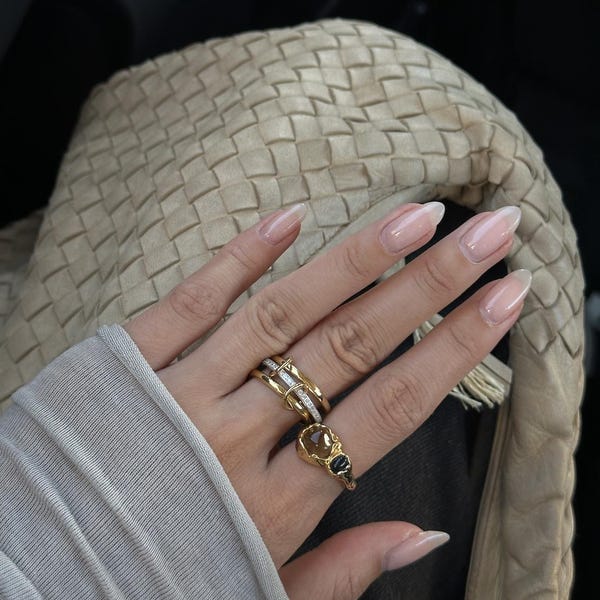 Bellanca Diamond Connected Stacker Gold Linked Spinner Ring, Handmade ...