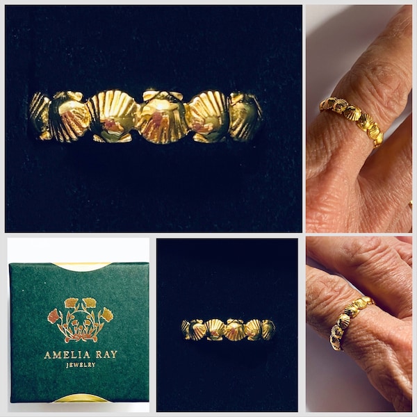 Dainty Seashell Ring • solid Gold Shell Ring • Solid 925 Silver ...