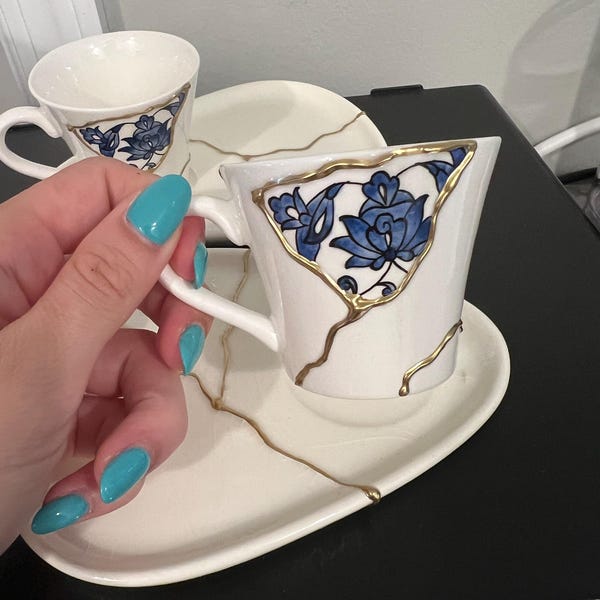 Father's Day Gift,personalized Kintsugi Coffee Cup and Saucer,shipping ...