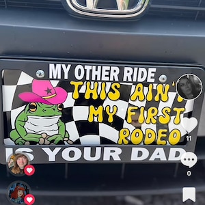 Cowboy Frog Front License Plate Country Frog Truck Tag Cute Purple Hat ...