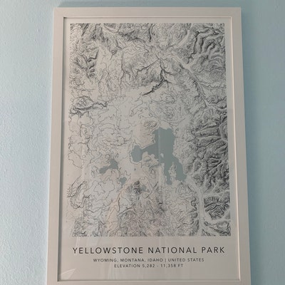 Yellowstone National Park Map Print Topographic Contour Map Yellowstone ...