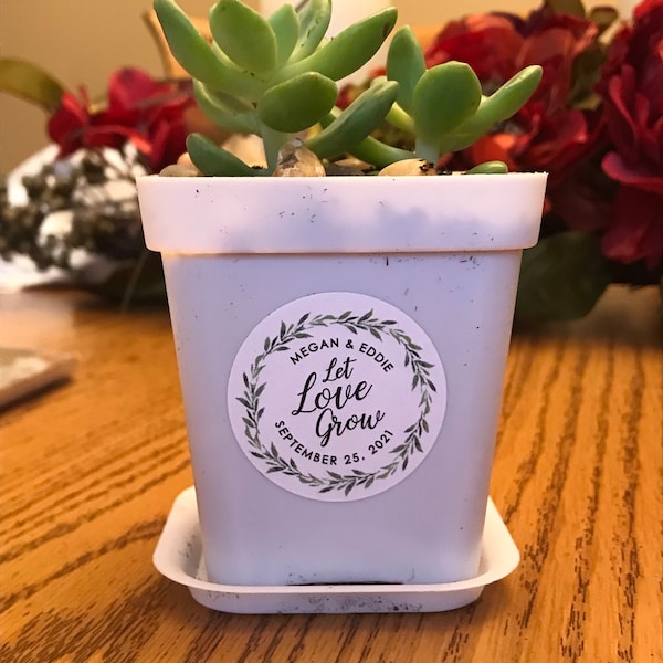 Let Love Grow Stickers, Greenery Favor Stickers, Custom Wedding Labels ...