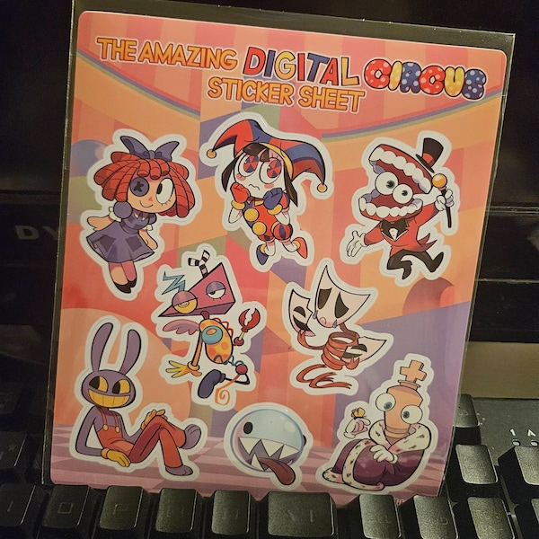 The Amazing Digital Circus TADC Die Cut Vinyl Sticker Sheet - 6.5" X 5. ...
