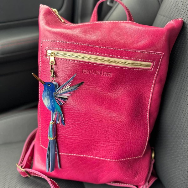 Handmade Leather Hummingbird Bag Charm: Colorful Bird Lover Gift - Etsy