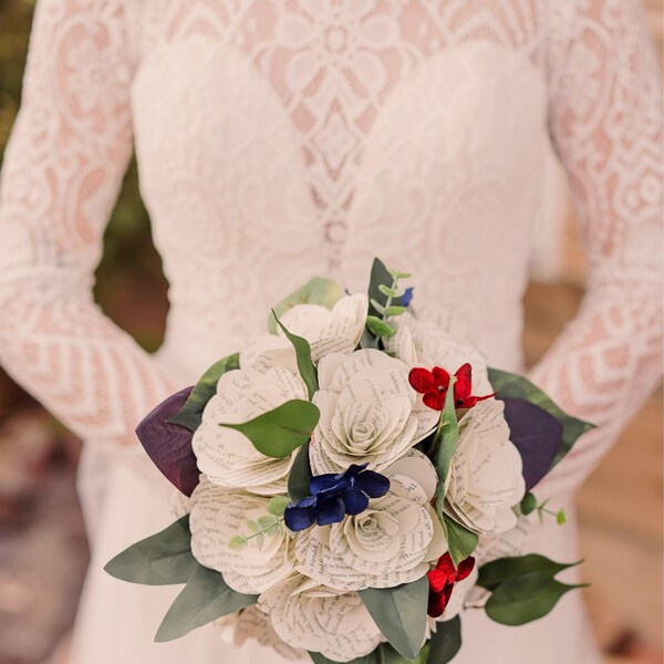 Custom Book Rose Bouquet, Wedding Bouquet - Etsy