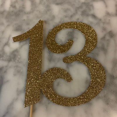 Glitter 13 Birthday Age Cake Topper, 13th Birthday, Thirteen Birthday ...