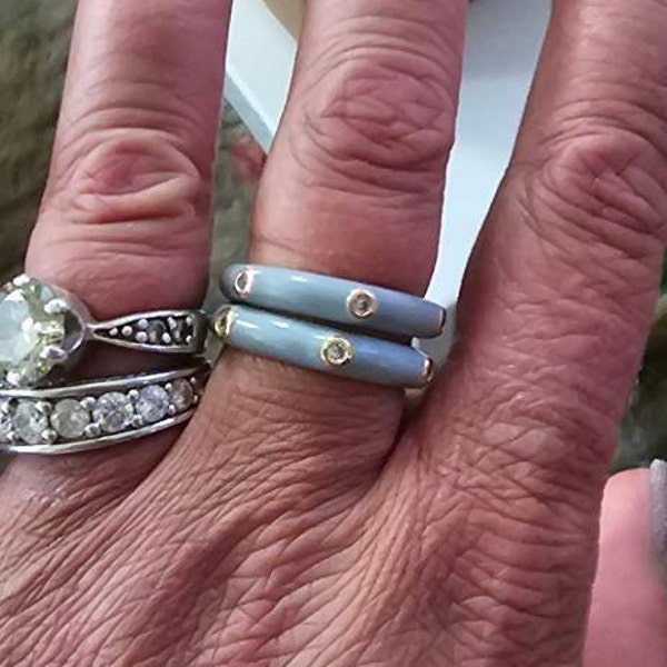 Colorful Enamel Ring, Multi- Color Enamel Band, Multi-color Stacking ...