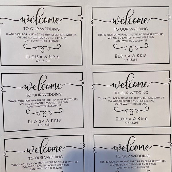 Wedding Welcome Bag Sticker, Hotel Welcome Label for Out of Town Guests - Etsy
