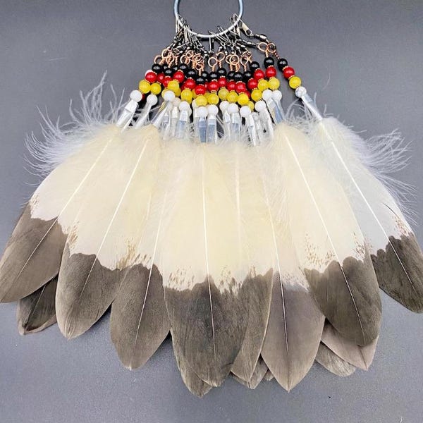 3” Inch Beaded Medallion With Imitation Eagle Feather. Powwow Regalia ...