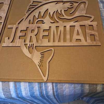 Wood Fish Wall Sign, Bedroom Door Sign, Man Cave Sign, Boy Room Decor ...