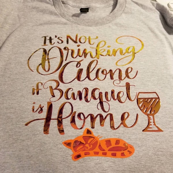 Not Drinking Alone If Cat is Home SVG, DXF, PNG, Eps, Wine Cat Lover ...