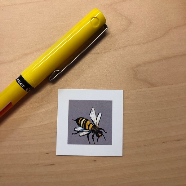 Mini 1" Bee Bumblebee Spring Flowers Print Tiny Watercolor Art PRINT - Etsy