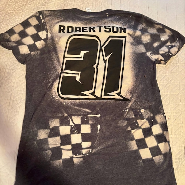 Bleached Blank Pocket Design/back Race Hooded Sweatshirt Checkered ...