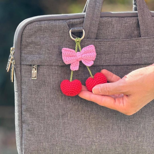 Heart-shaped Cherry Keychain Crochet Pattern PDF – Dual Red Love ...