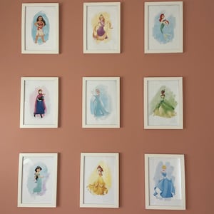Set of 15 Classic Princesses Watercolor PRINTABLE ART, Princess Art ...