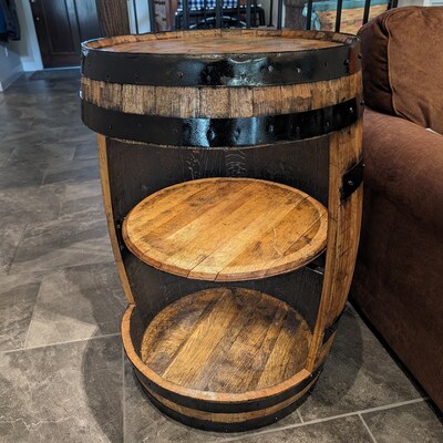 Bourbon Barrel Display Cabinet With Lazy Susan, Whiskey Barrel Bar With ...