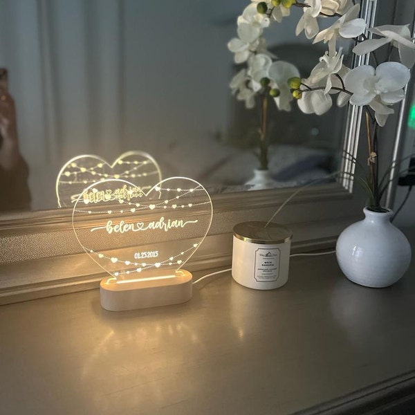 Personalized Night Light for Couples, Engagement Gifts, Custom Couple ...